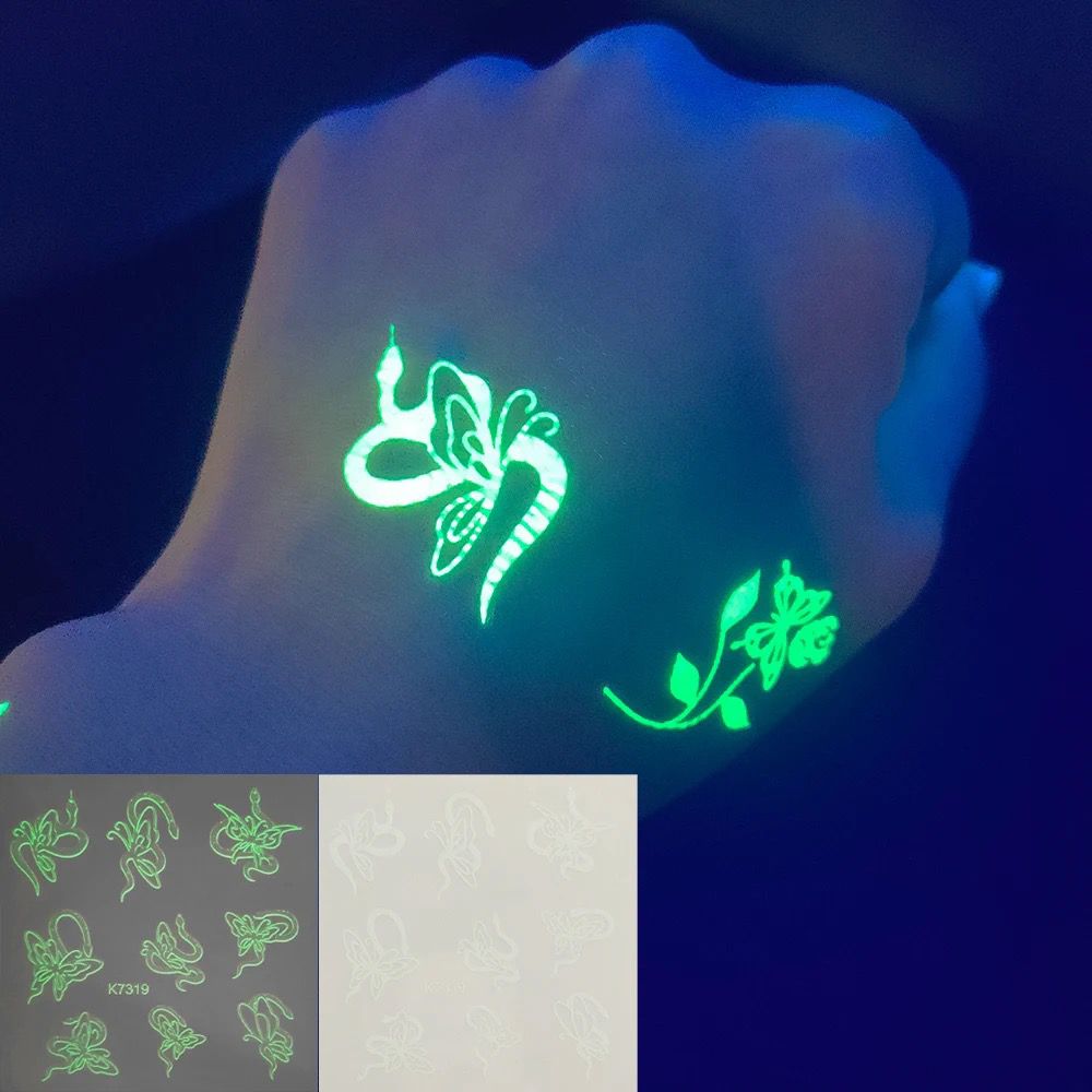 Glow in Dark Tattoo | Glow in The Dark Tattoo Sticker | Glow Tattoos